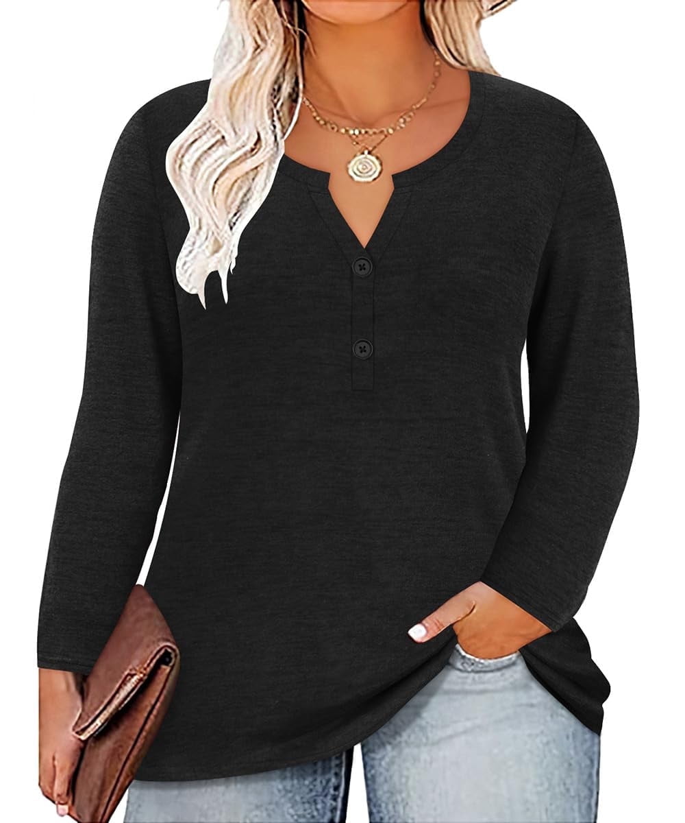 CASSIE LIZ Plus Size Tops 3X Long Sleeve Womens Shirts Fall V Neck ...