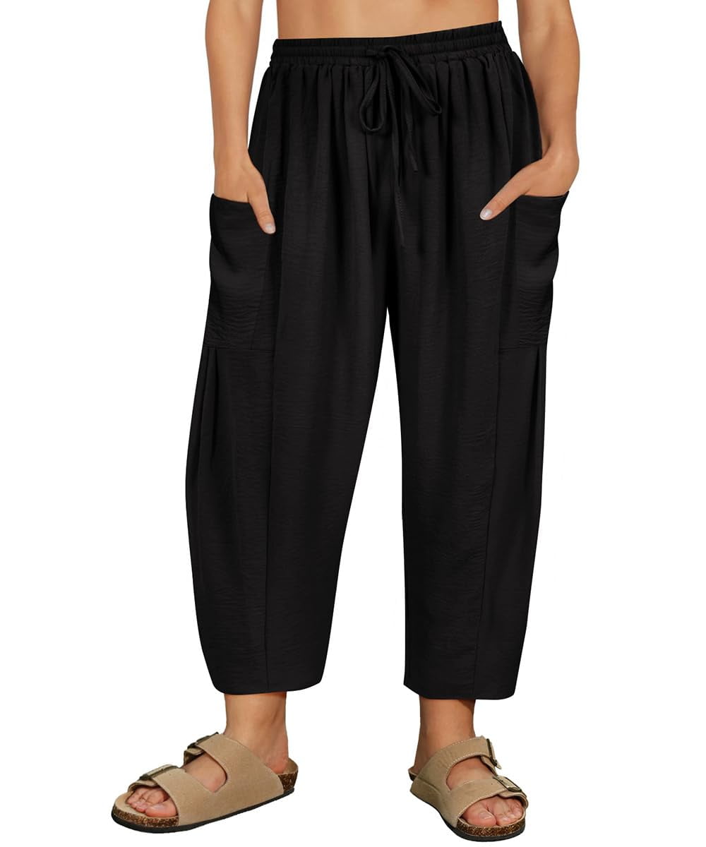 CASSIE LIZ Plus Size Wide Leg Pants for Women 5X Black Summer Lounge ...