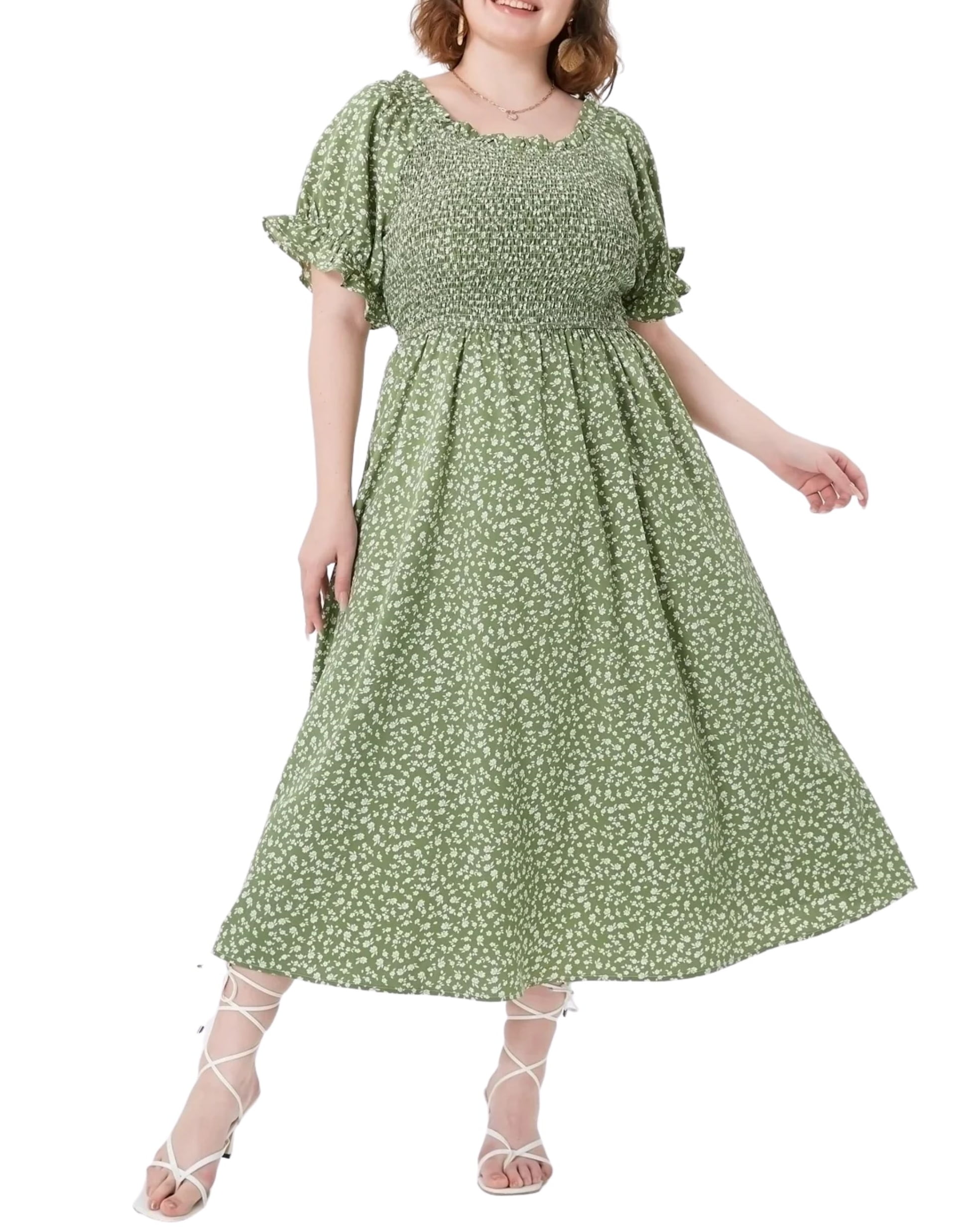 CASSIE LIZ Plus Size Women's Dress 2X Flutter Trim Sleeves Tunic Dress ...