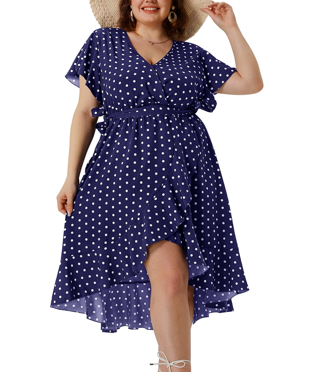 CASSIE LIZ Plus Size Women's Dress 2X Tunic Flutter Trim Hem Dress ...