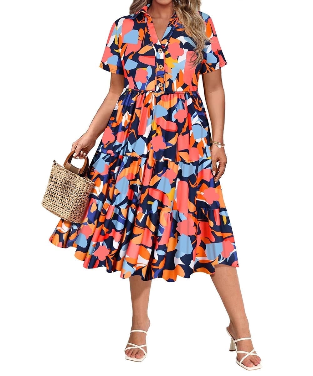CASSIE LIZ Dresses for Women Plus Size 2X Casual Floral Boho Fall ...