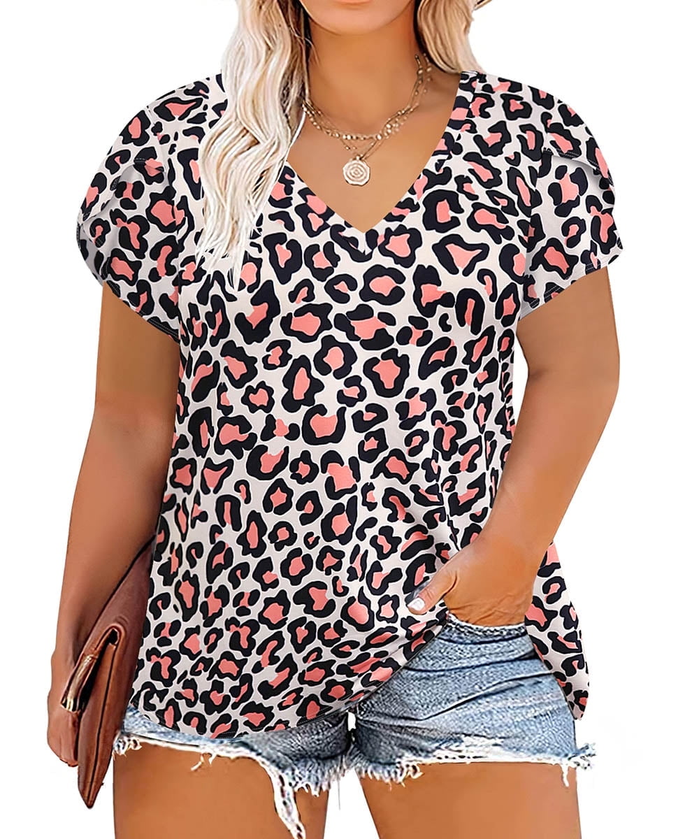 CASSIE LIZ Women's Plus Size Tops 2X Leopard Spring Fashion Clothes ...
