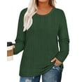 CASSIE LIZ Plus Size Women's Sweater Green Long Sleeve Shirts Round ...