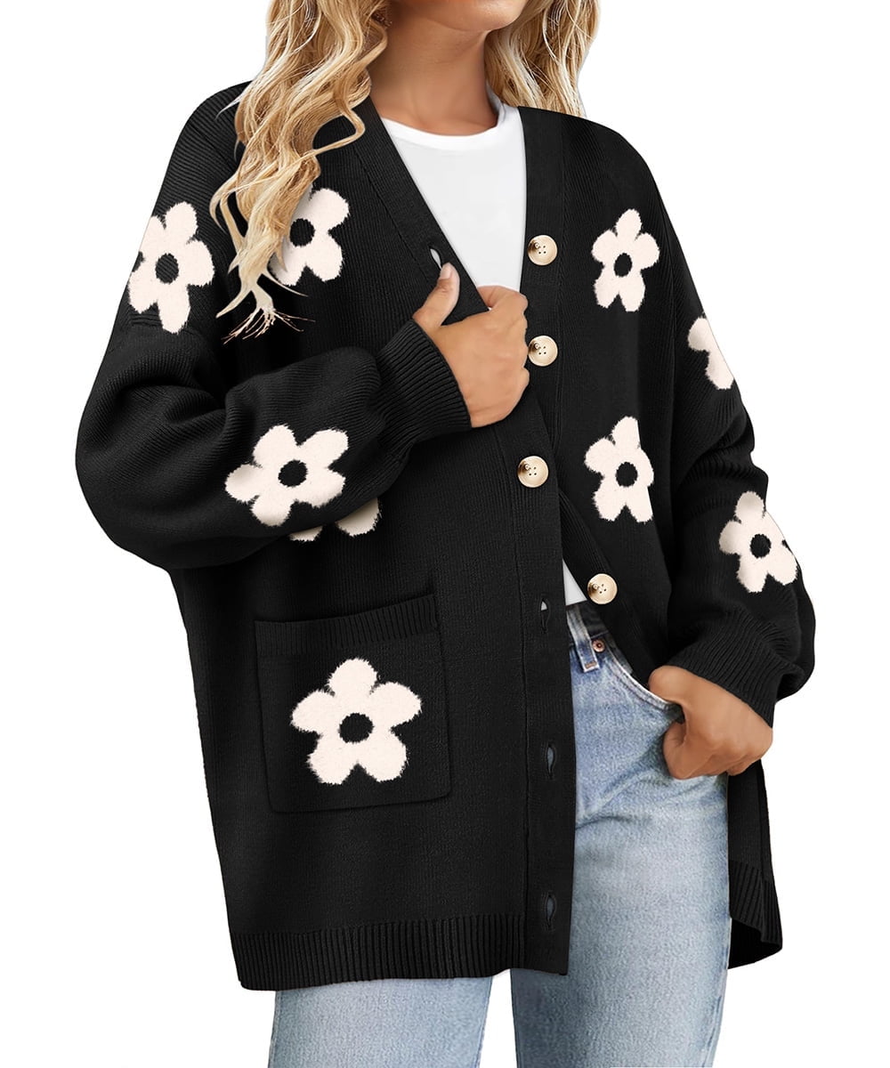 CASSIE LIZ Cardigans for Women Plus Size 2X Fall Sweaters Fashion Black ...