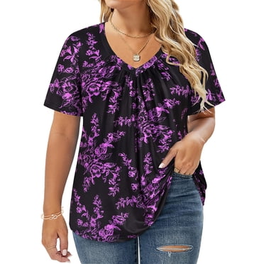 CASSIE LIZ Plus Size Women's Tops Tie Dye 2X Short Sleeve Blouses ...