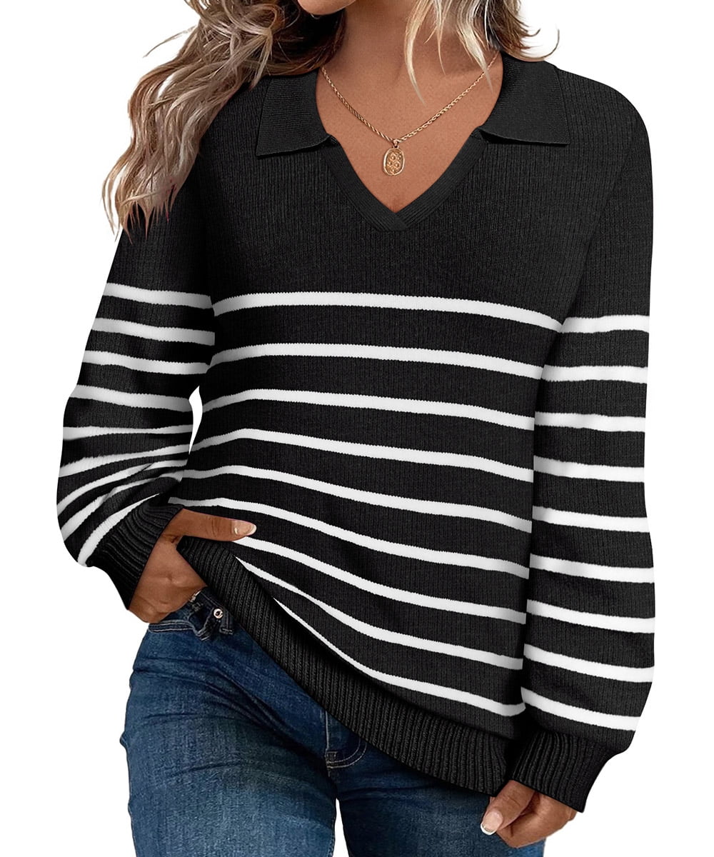CASSIE LIZ Womens Plus Size Sweaters Long Sleeve Casual Pullover ...
