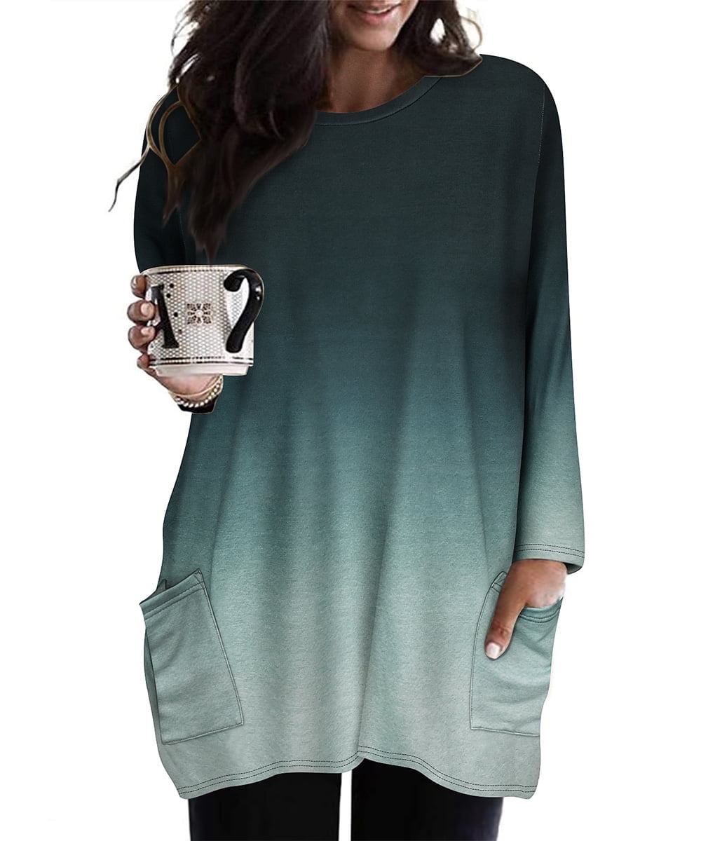 CASSIE LIZ Womens Plus Size Tops 2X Long Sleeve Shirts Fall Crew Neck ...