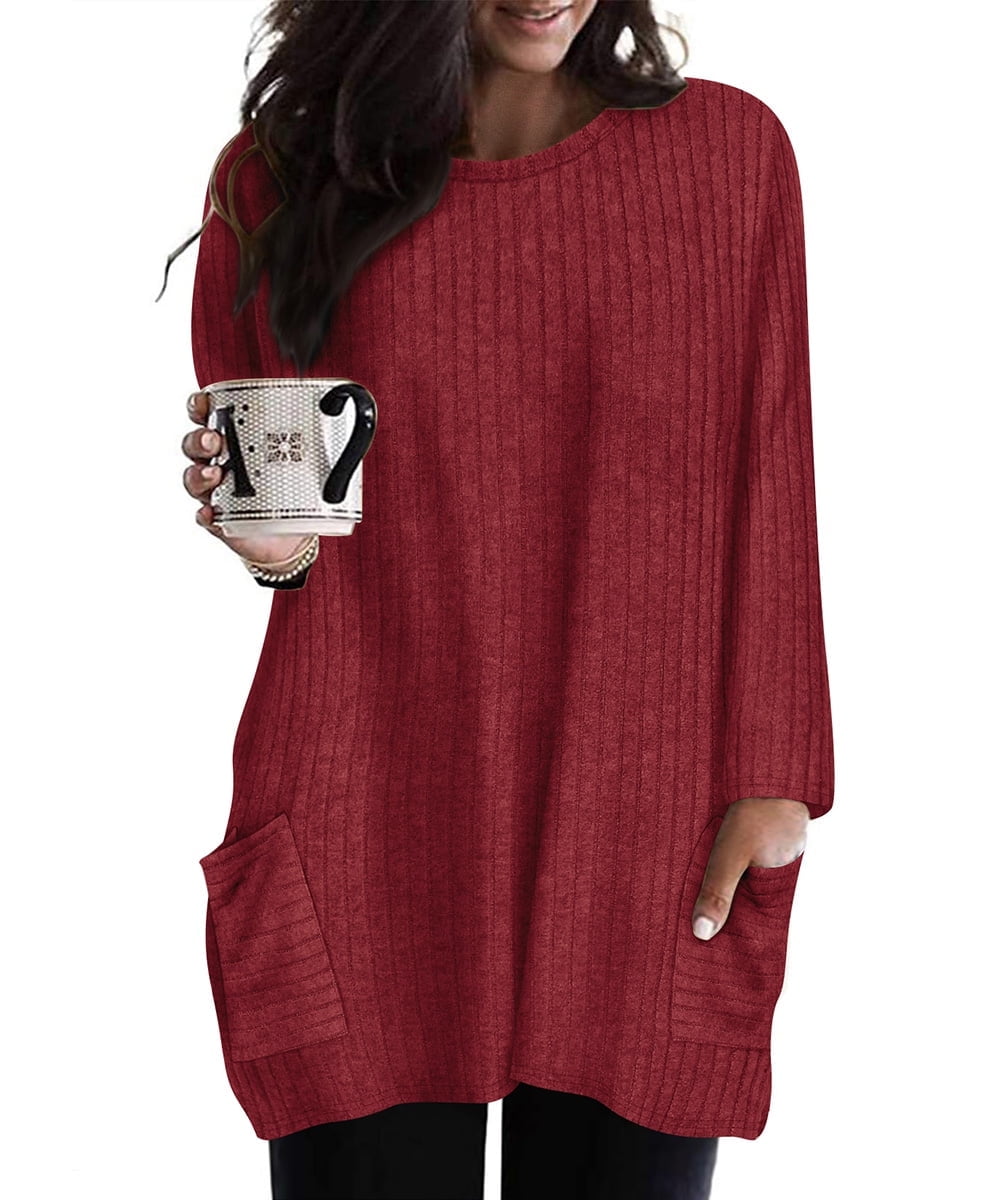 CASSIE LIZ Womens Plus Size Tops 2X Long Sleeve Shirts Fall Crew Neck ...