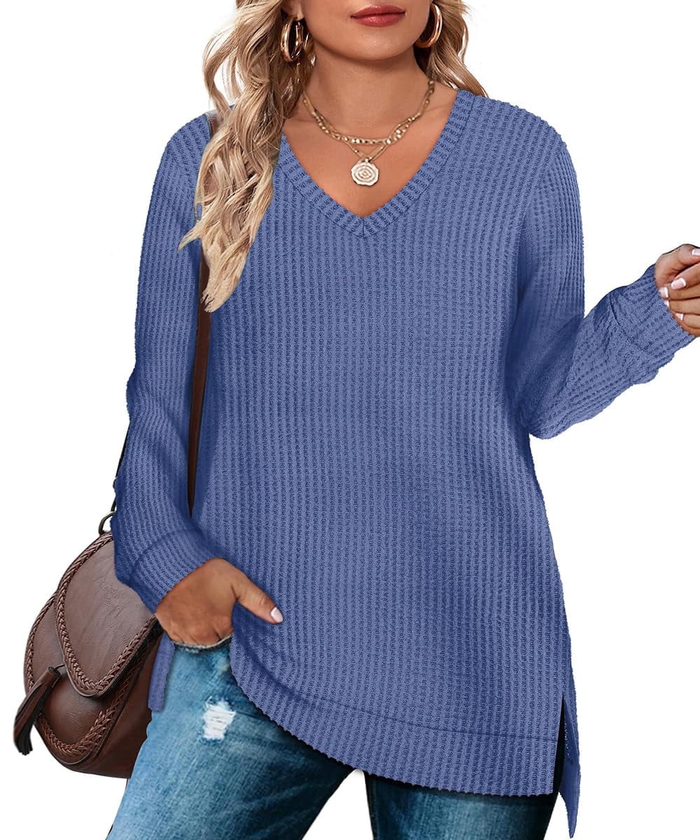CASSIE LIZ Womens Plus Size Tops 2X Long Sleeve Fall Shirts Fashion V ...