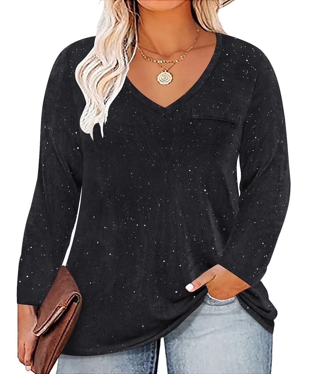 CASSIE LIZ Plus Size Tops Long Sleeve Womens Shirts Fall V Neck Tunics ...