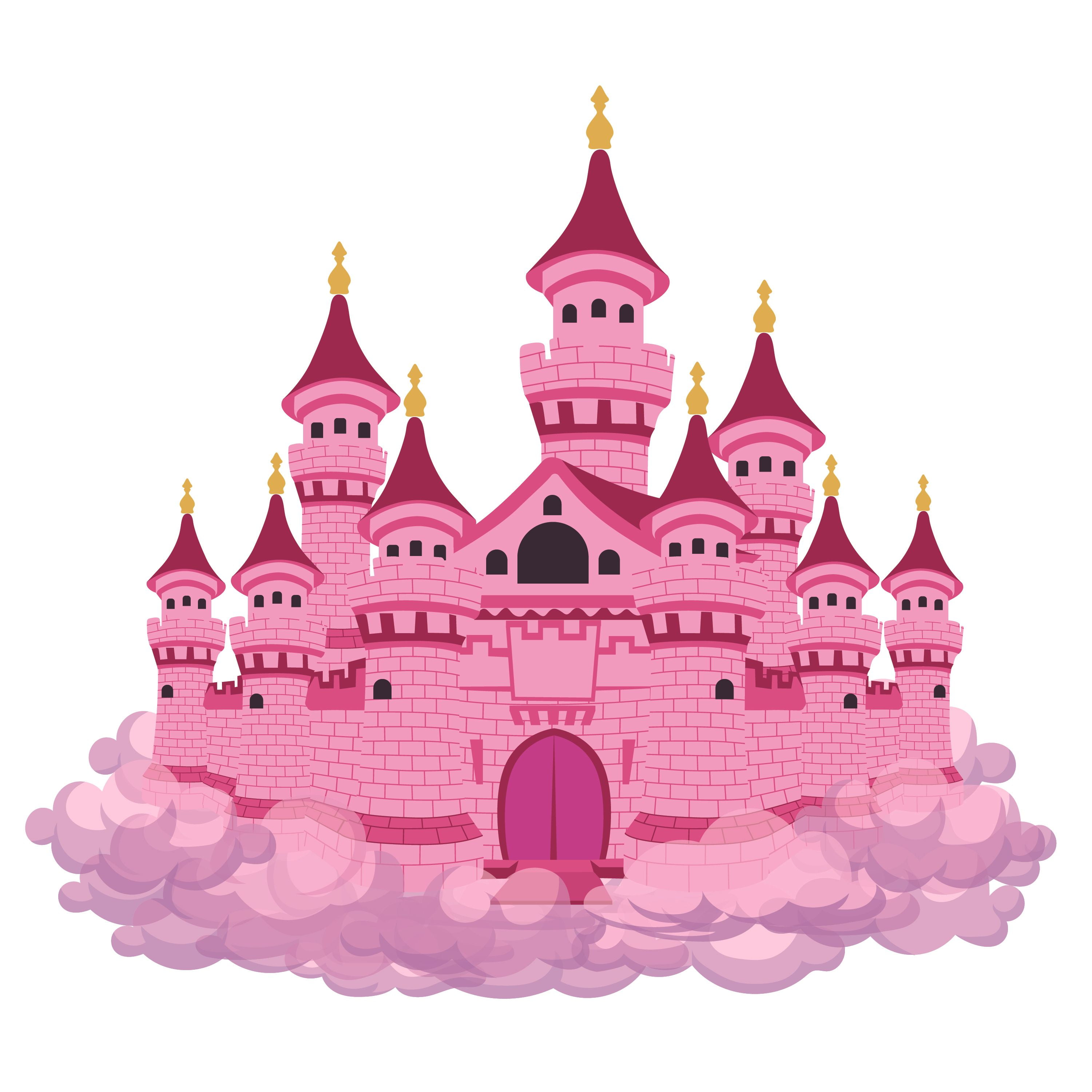 CASTLE - Home Living Room Girly Art Pink Castle Decoration Floating In ...