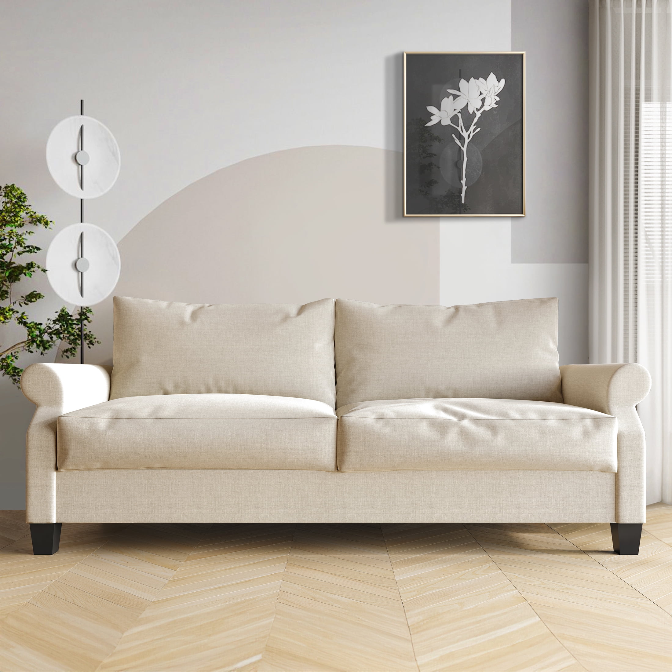 Castle Place Linen Upholstered Sofa, Beige - Walmart.com
