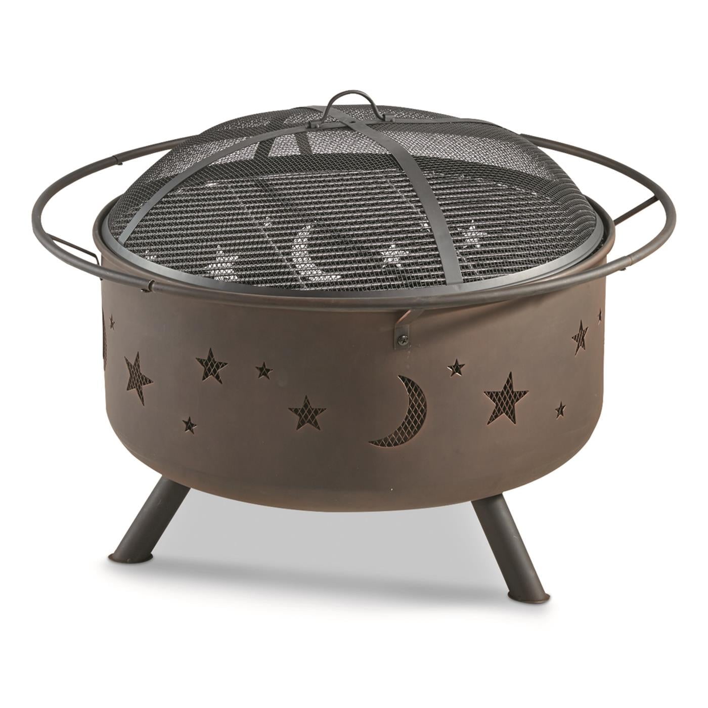 CASTLECREEK Cosmic Fire Pit with BBQ Grill Outdoor Wood Burning Steel ...