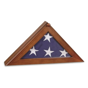 Reminded Memorial Veteran American Flag Display Case, Solid Wood Cherry ...