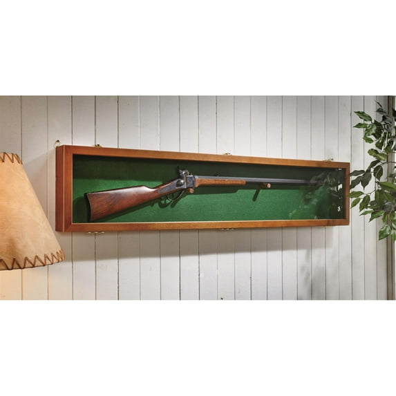 CASTLECREEK Wooden Gun Display Case with Lock, Long Wall Rifle Sword ...