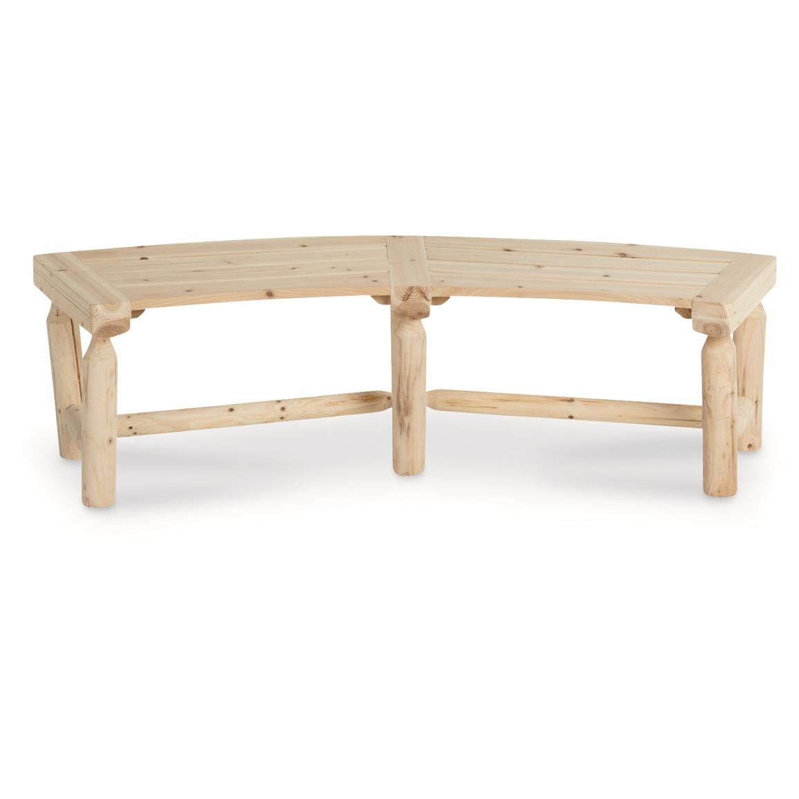 CASTLECREEK Curved Fire Pit Bench, Rustic Wood Log Seat for Outdoor ...