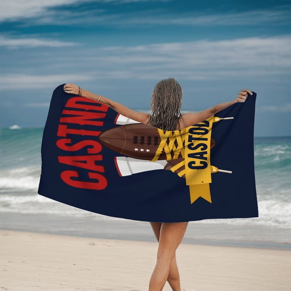 CASTND Sports-Themed Bath Towel - Dark Blue with Bold Red ' CASTND ...