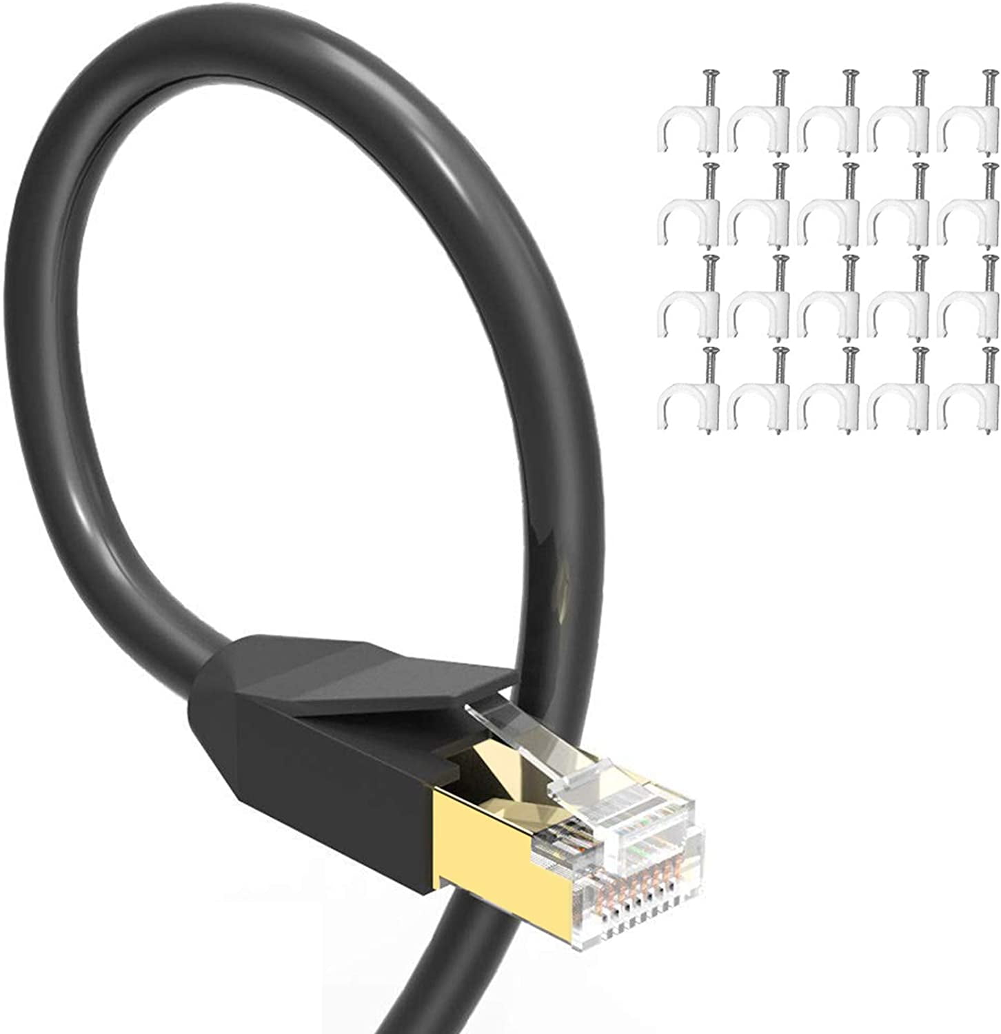 GLANICS CAT 8 Ethernet Cable, 100 ft Black, Copper Shielded LAN Wire ...