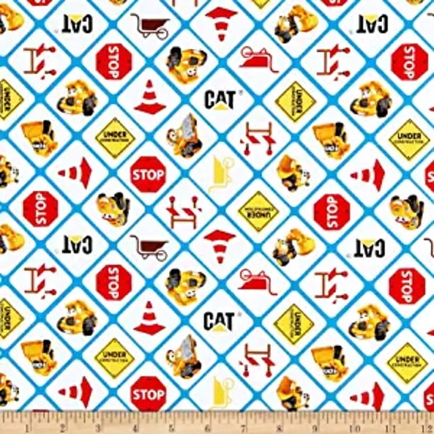 CAT Buildin' Crew Signs White Cotton Fabric - Walmart Business Supplies