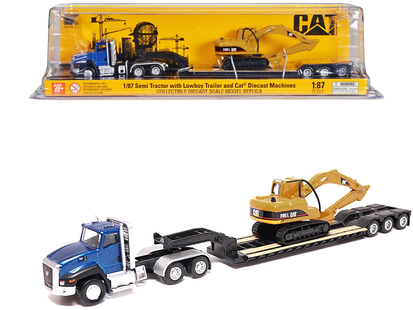 CAT Caterpillar CT660 Day Cab Tractor Blue Metallic with Lowboy Trailer ...