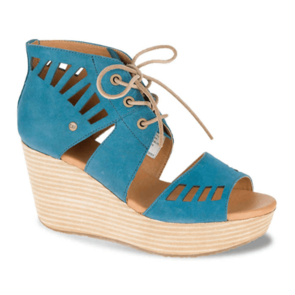 CAT-Caterpillar Women's Alma Legion Blue Platform Wedge Sandal, Size 5. ...