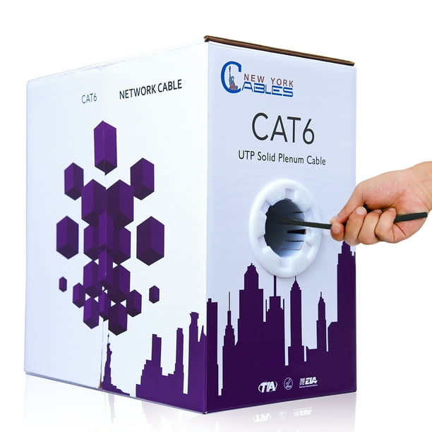 NewYork Cables Cat6 Plenum CCA 1000ft Bulk Ethernet Network LAN Cable ...