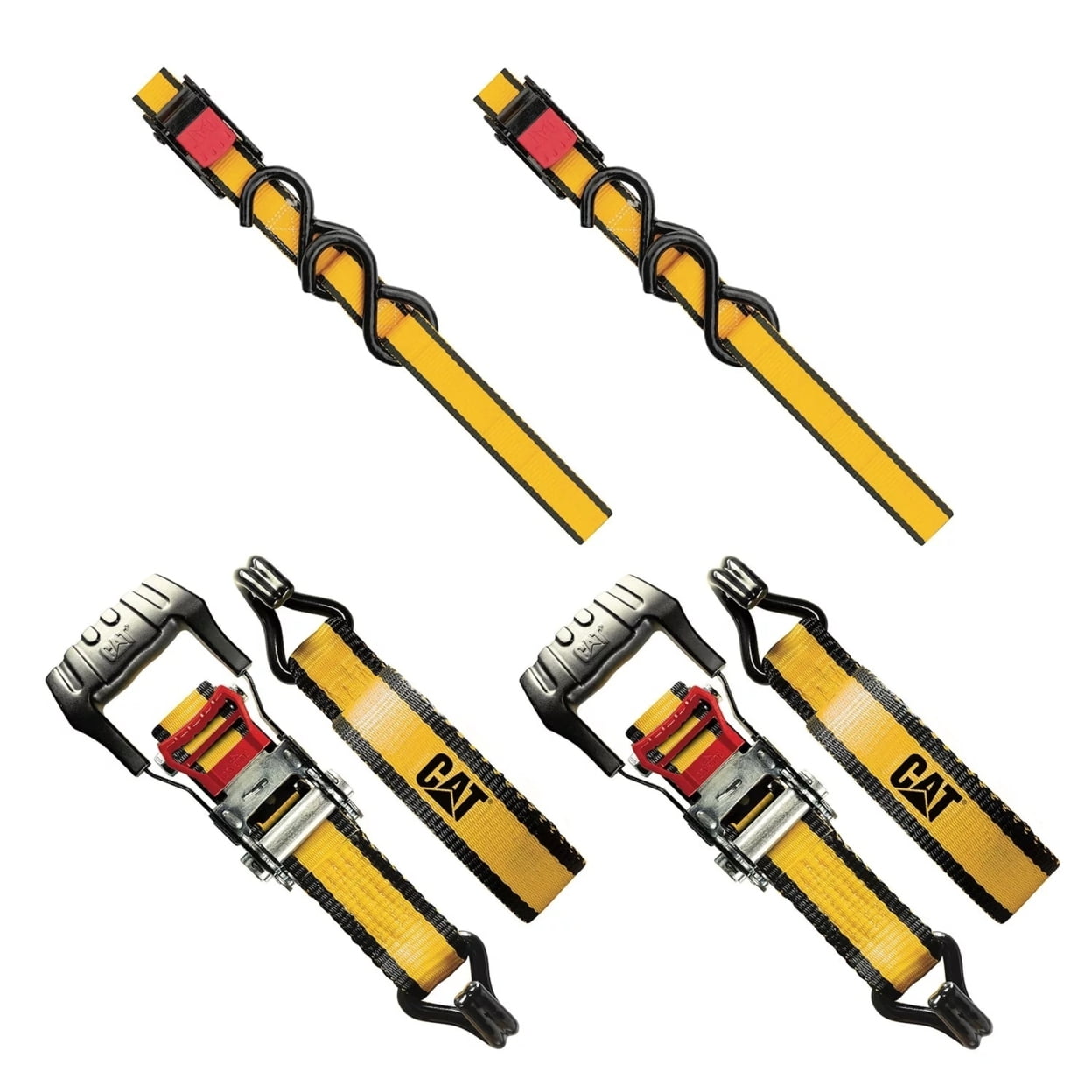 CAT Quick Release Ratchet Tie Down & Cam Buckle Cargo Strap Set (4 ...