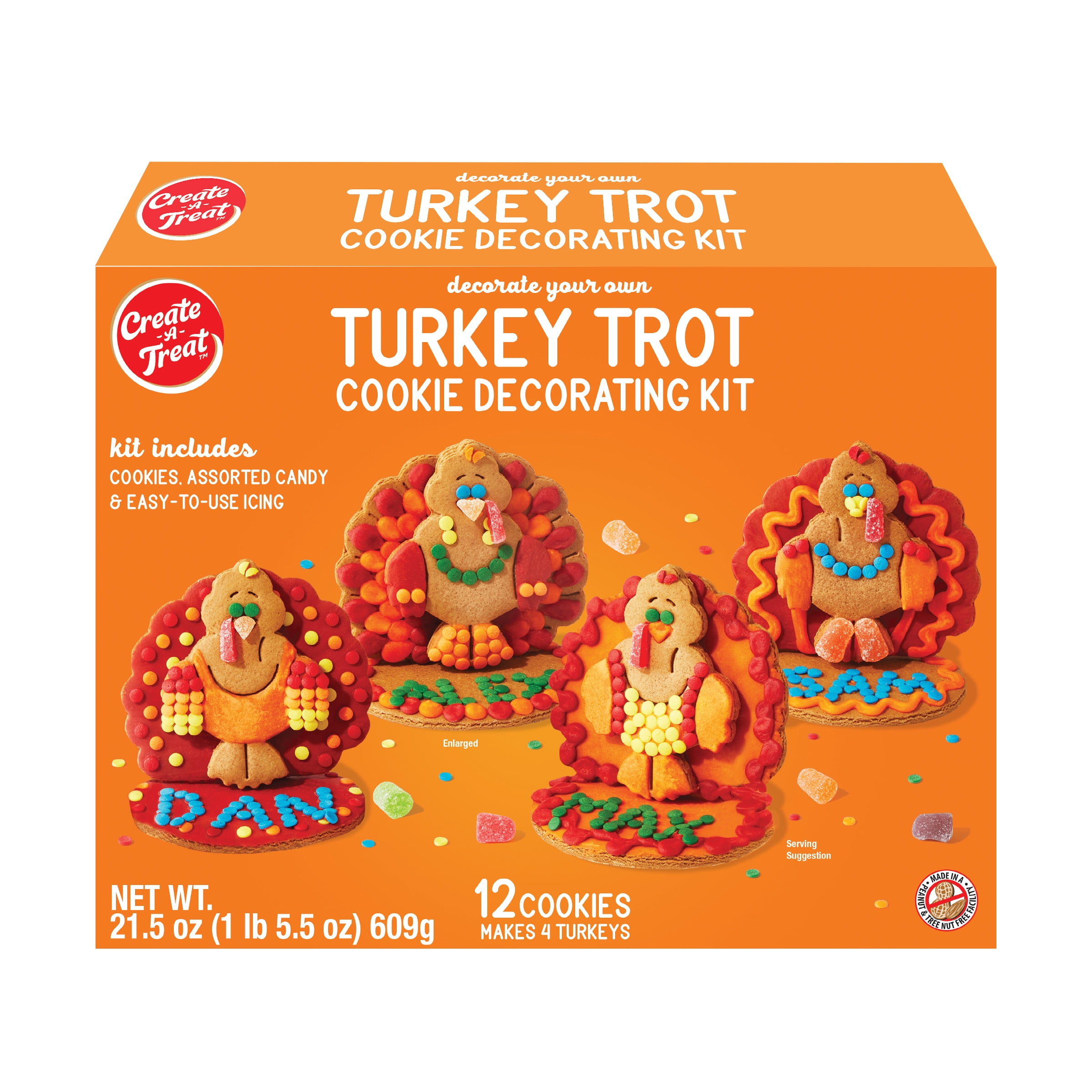 Create A Treat Stand Up Turkey Trot Cookie Kit, 6 Count, 21.5 Ounce, Shelf Stable, Prepared ...