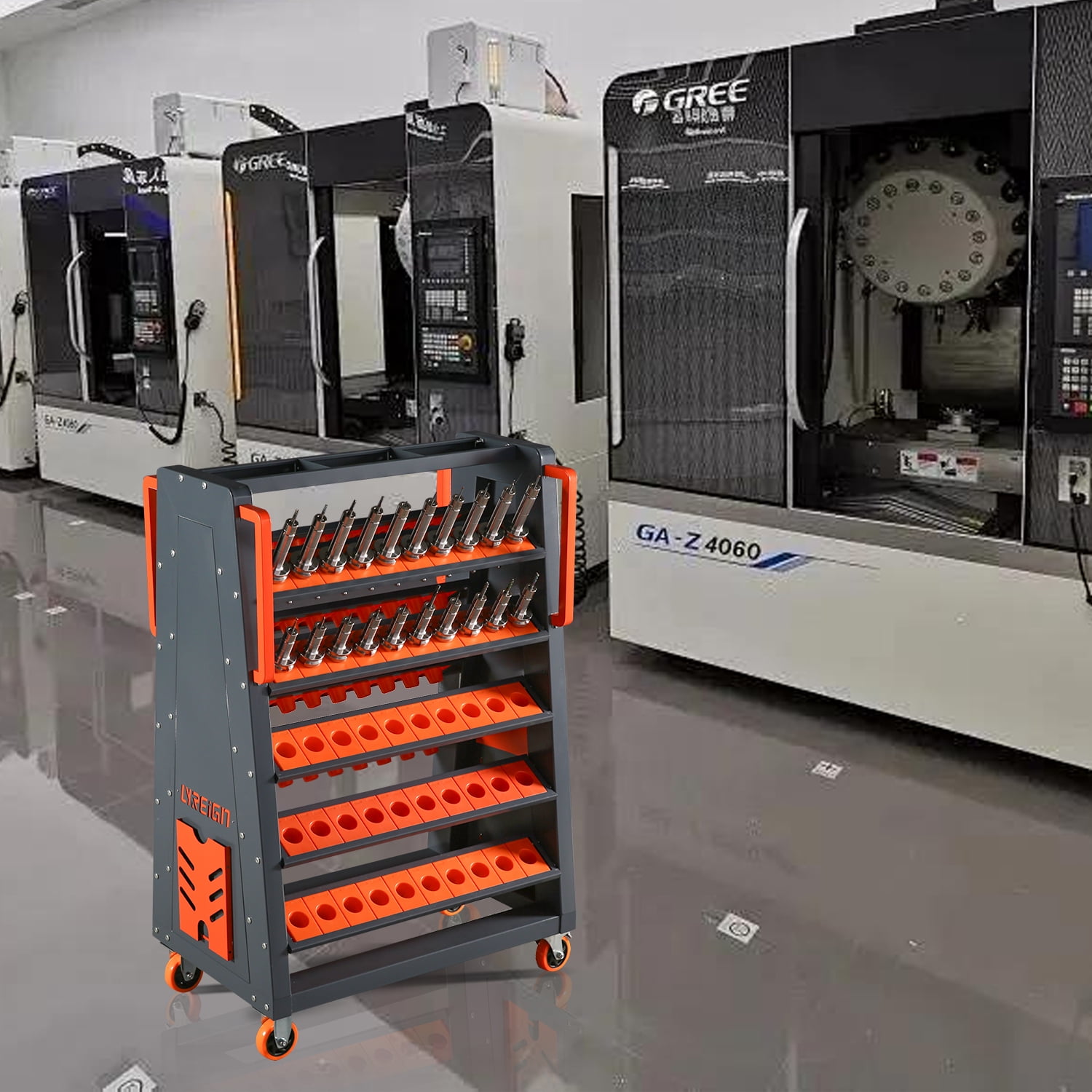 CAT40 CNC Tool Cart-100CAP 5-Tier CNC Rolling Carts with Wheels 40 ...