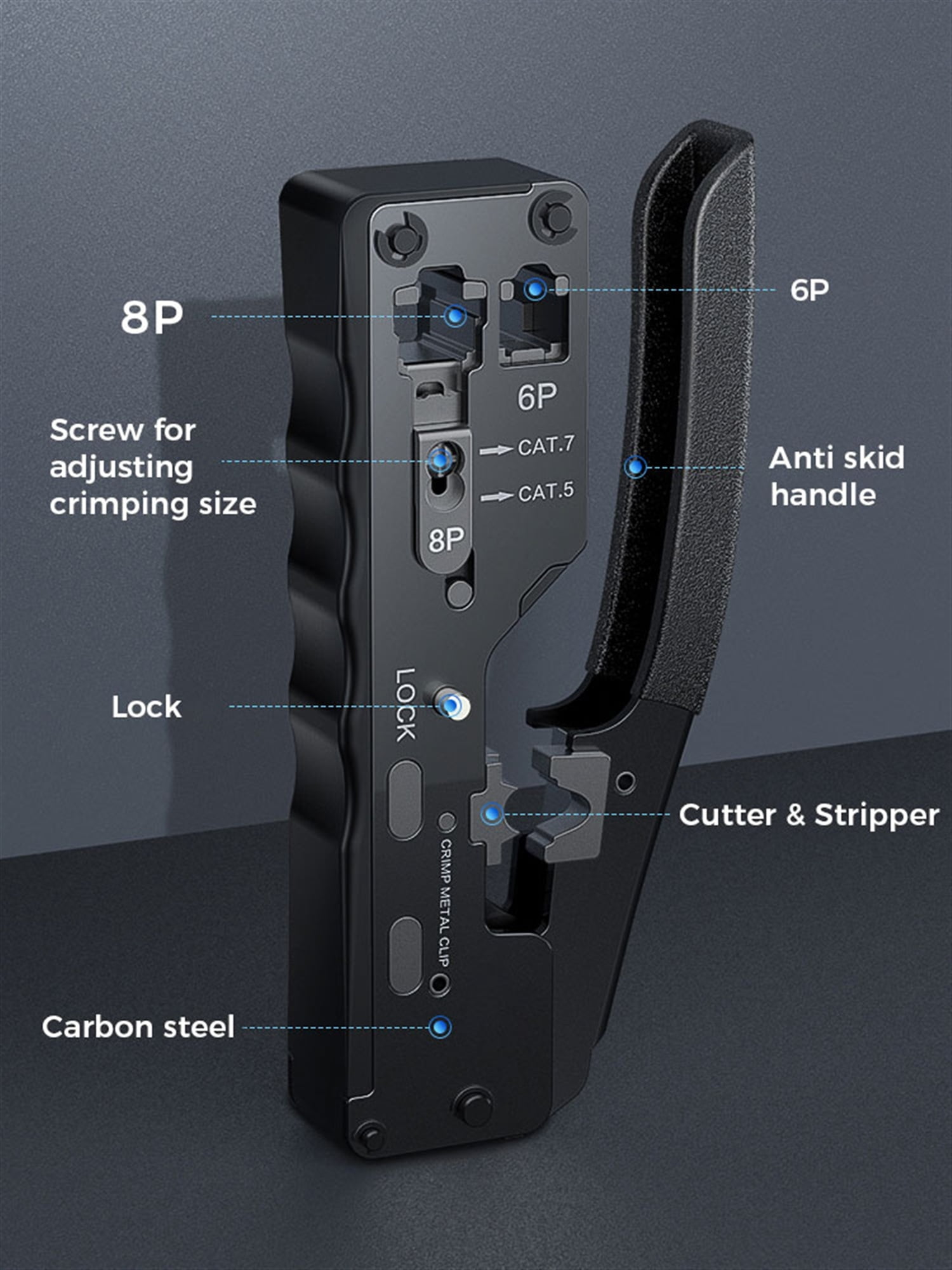 CAT5 CAT6 CAT7 Pass Through Crimper] Crimping Tool For Standard RJ45 ...