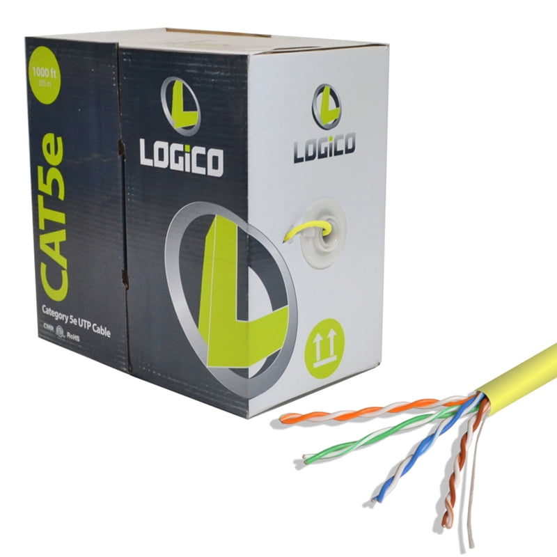 CAT5E 1000 Feet 350MHz 24 AWG Yellow Copper Ethernet Network CMR UTP ...
