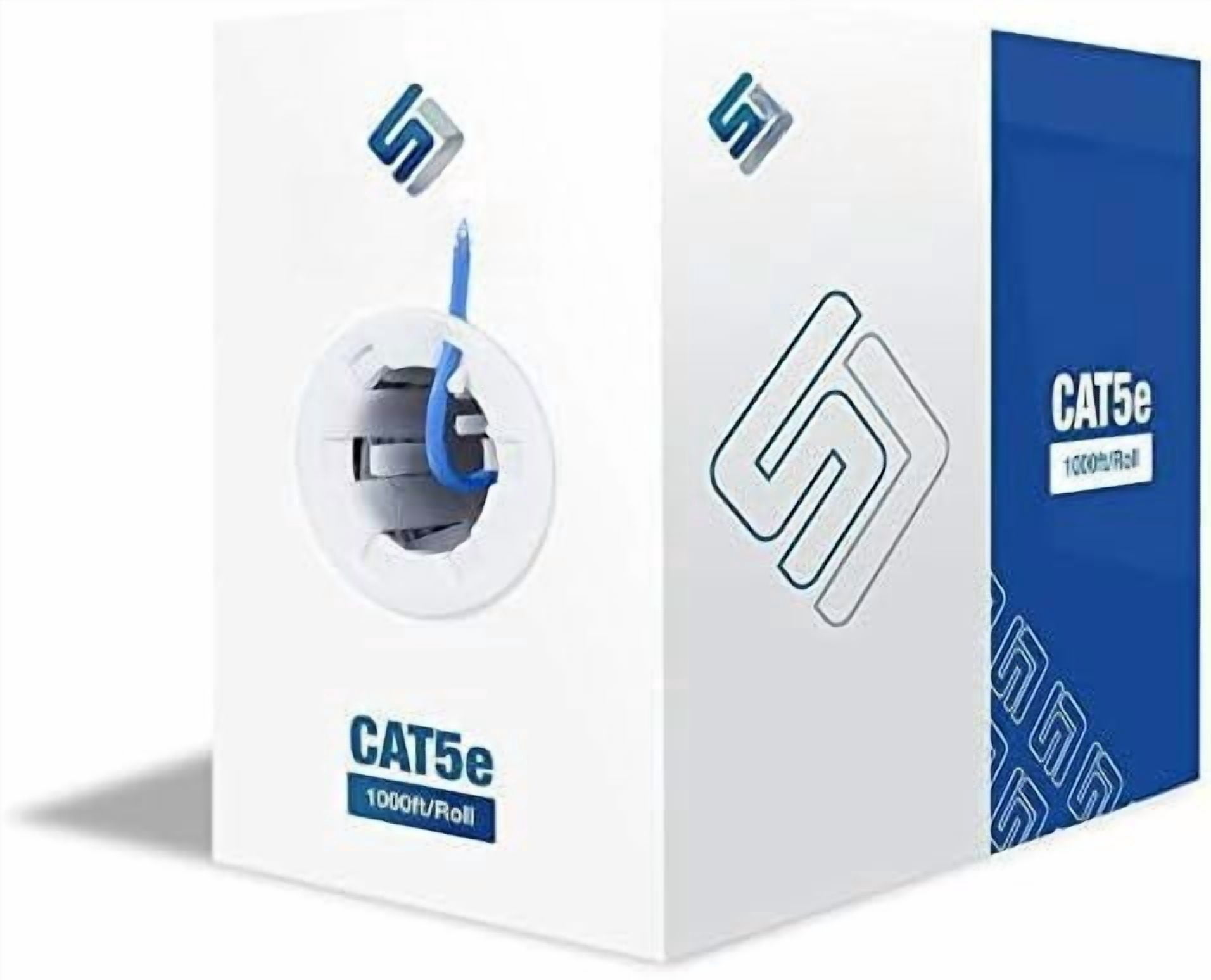 CAT5e Ethernet 1000ft - 24AWG Solid CCA UTP Unshielded 5e, Lan Network ...