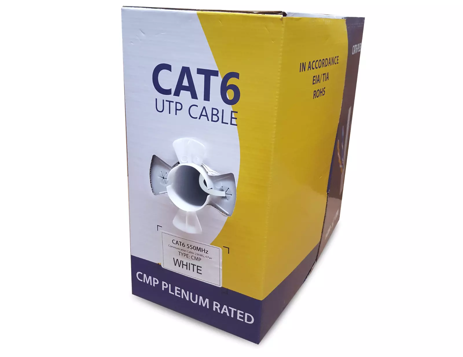 CAT6 Cable 1000FT UTP Solid Network Ethernet Bulk Wire RJ45 Lan White ...