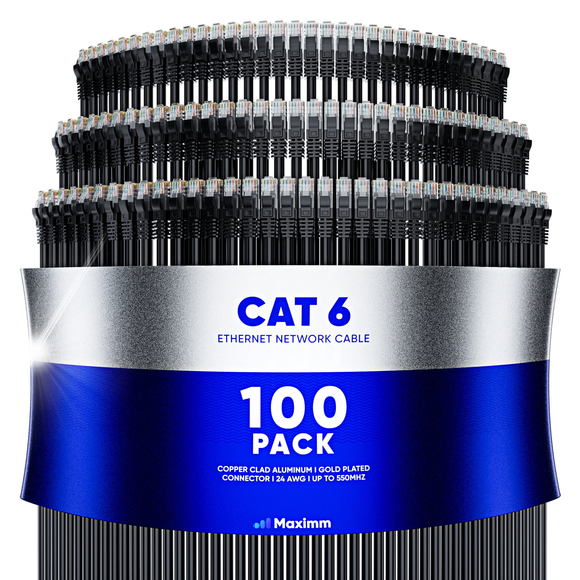 CAT6 Ethernet Cable - 1 Ft - 100 Pack - LAN - UTP - CAT 6 - RJ45 ...