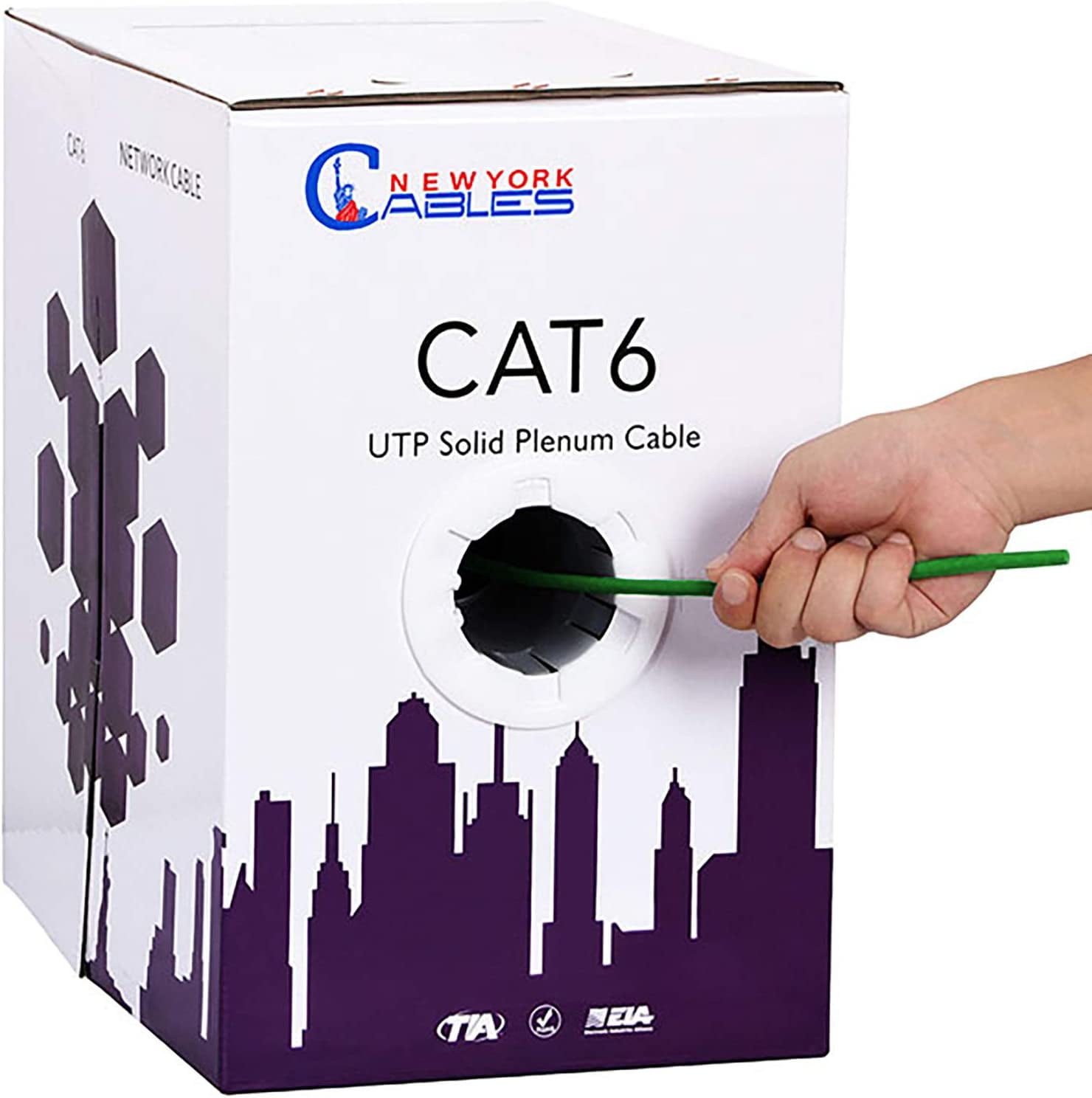 NewYork Cables Cat6 Plenum CCA 1000ft Bulk Ethernet Network LAN Cable ...