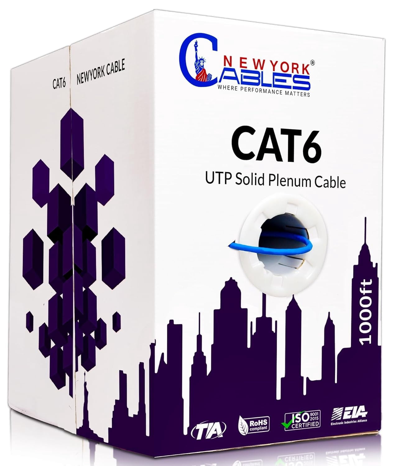 NewYork Cables Cat6 Plenum CCA 1000ft Bulk Ethernet Network LAN Cable ...