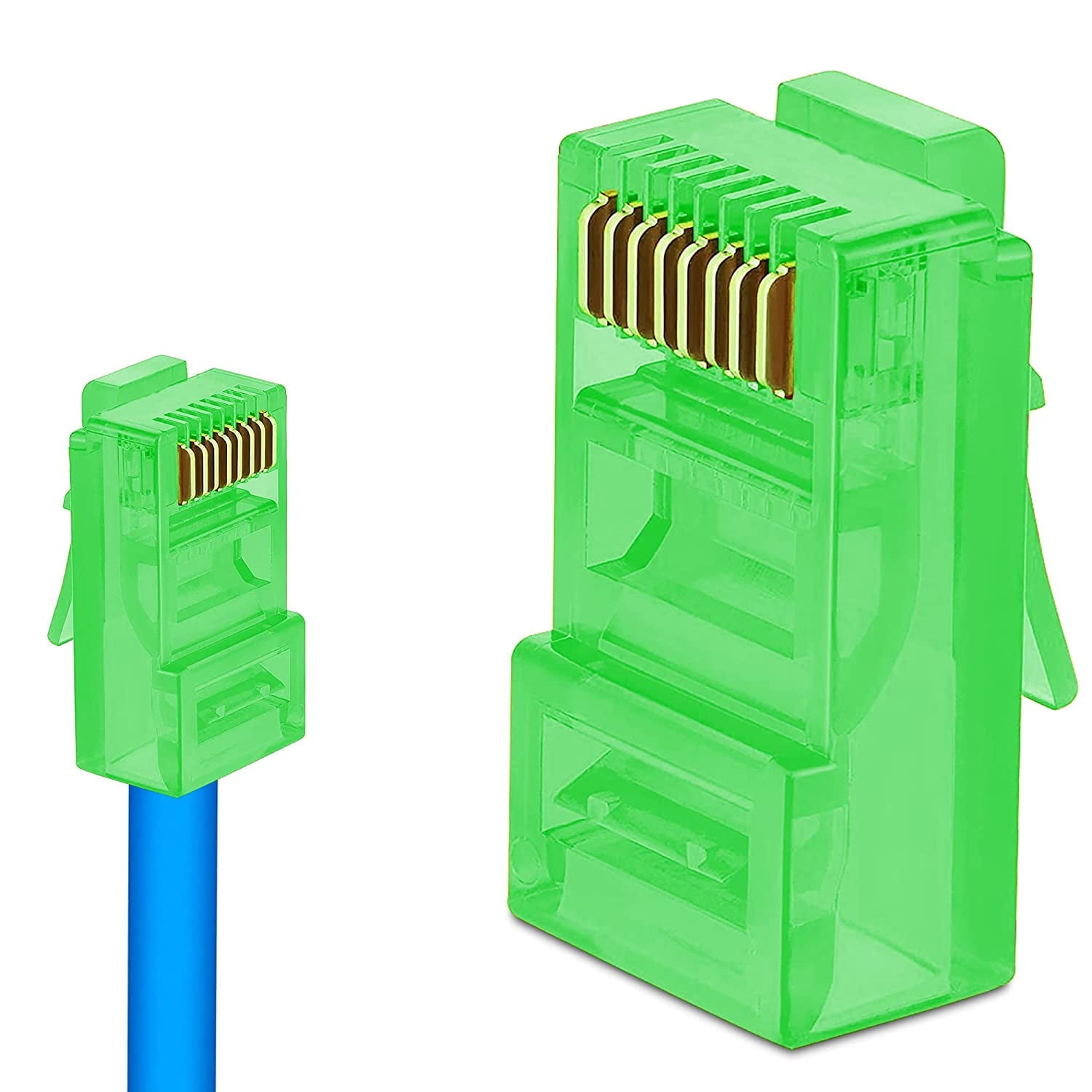 CAT6 RJ45 Connector Ends Crimp Modular Plug Network Ethernet Cable Gold ...