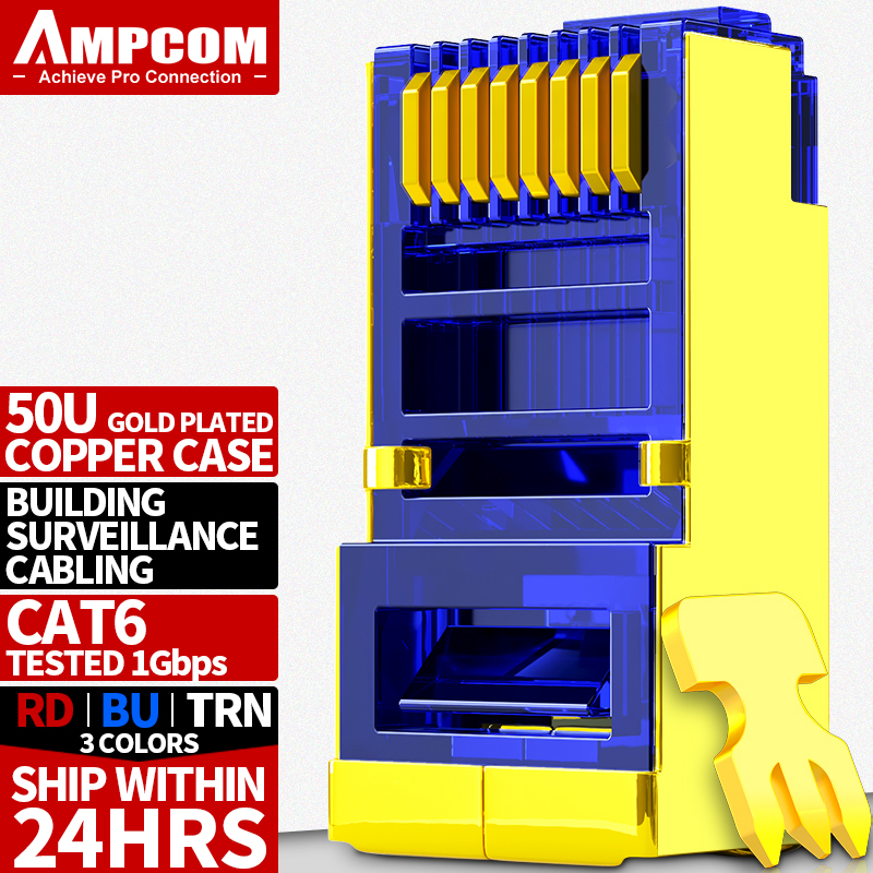 CAT6 Shielded RJ45 Modular Plug connector 50μ Gold Plated 8P8C RJ45 ...