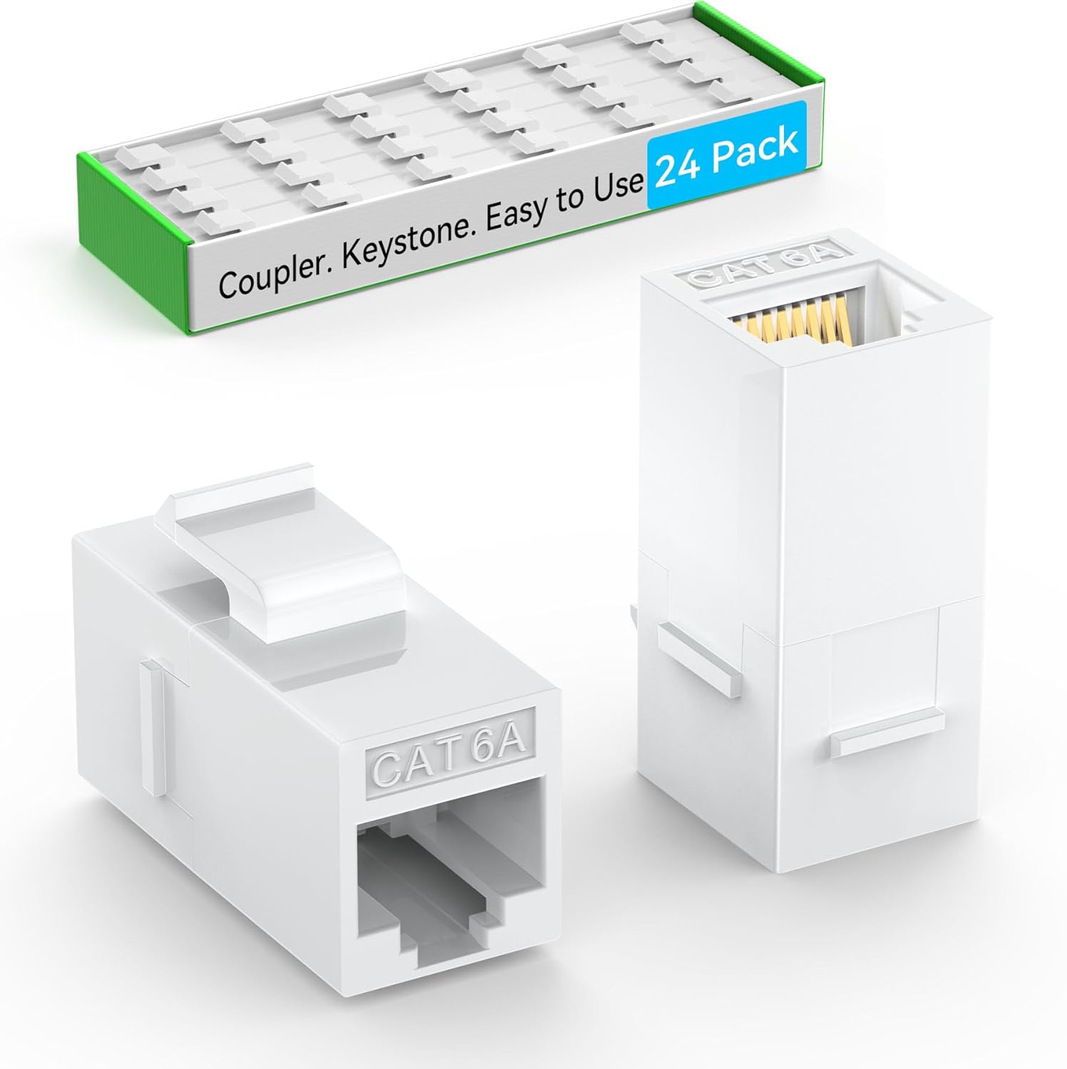 CAT6A RJ45 Keystone Coupler (24 Pack), Cat6 Keystone Jack Female to ...