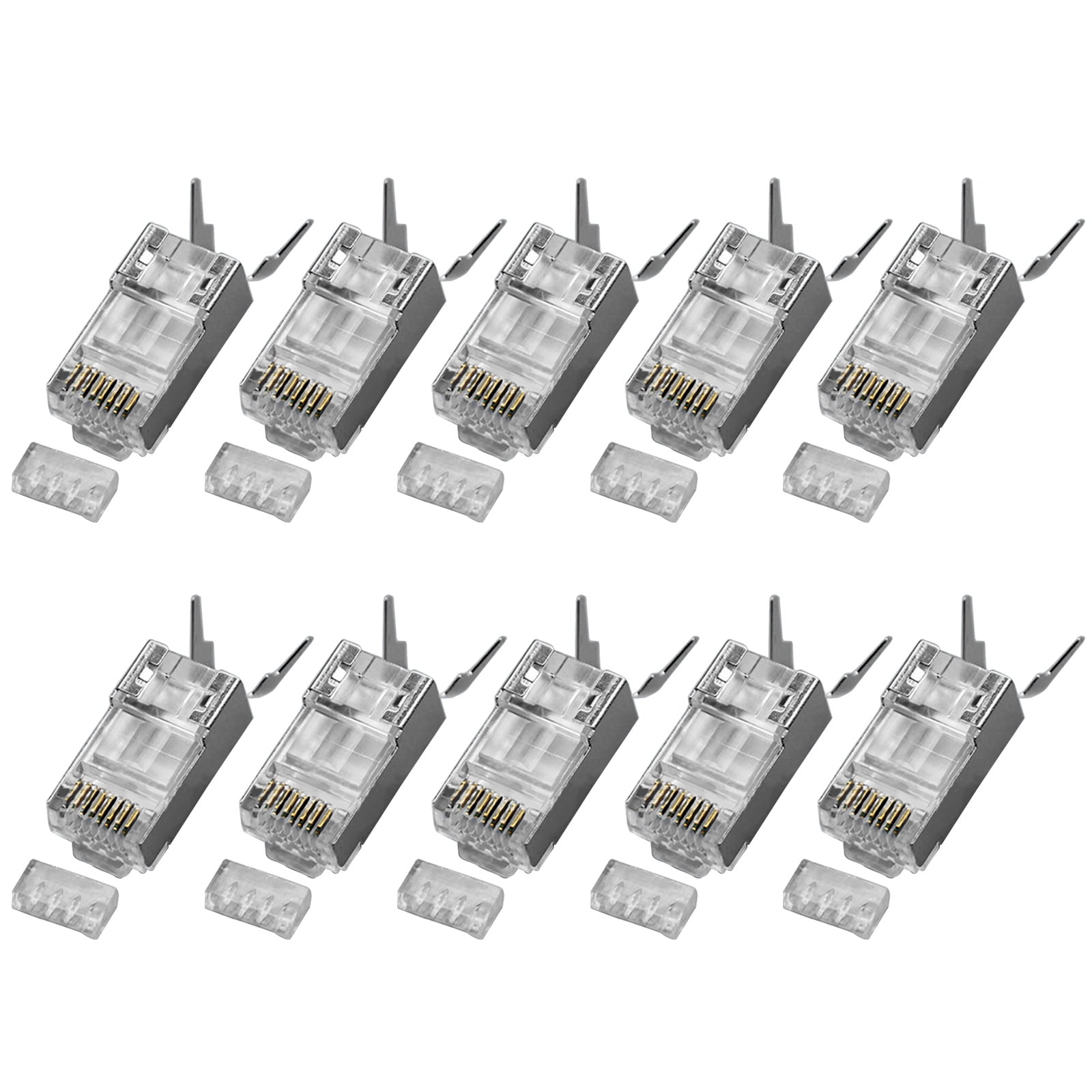 CAT6A RJ45 Modular Plug 3 Prong Gold Contacts 10Gbps Shieldeds Ethernet ...
