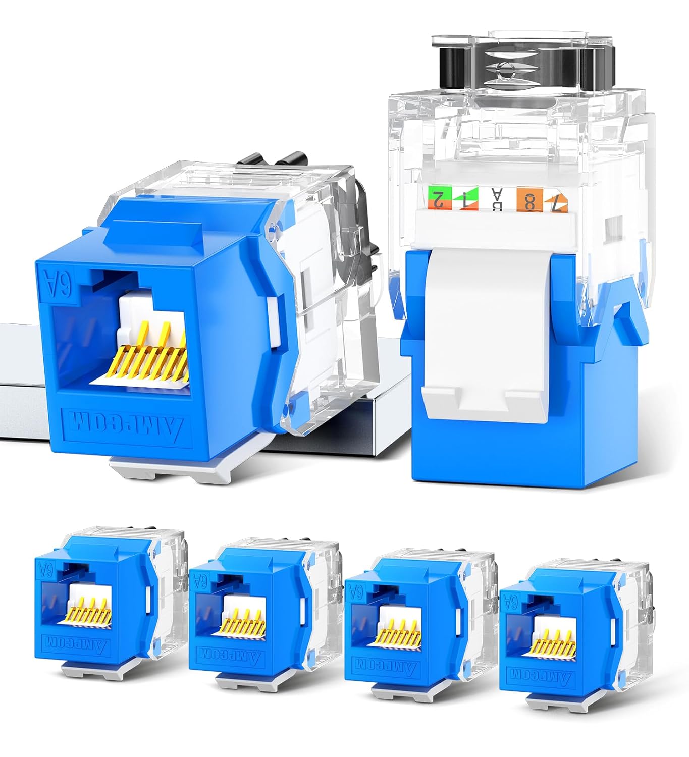 CAT6A UTP RJ45 Keystone Jack 50u Gold Plating Reusable Ethernet Wall ...