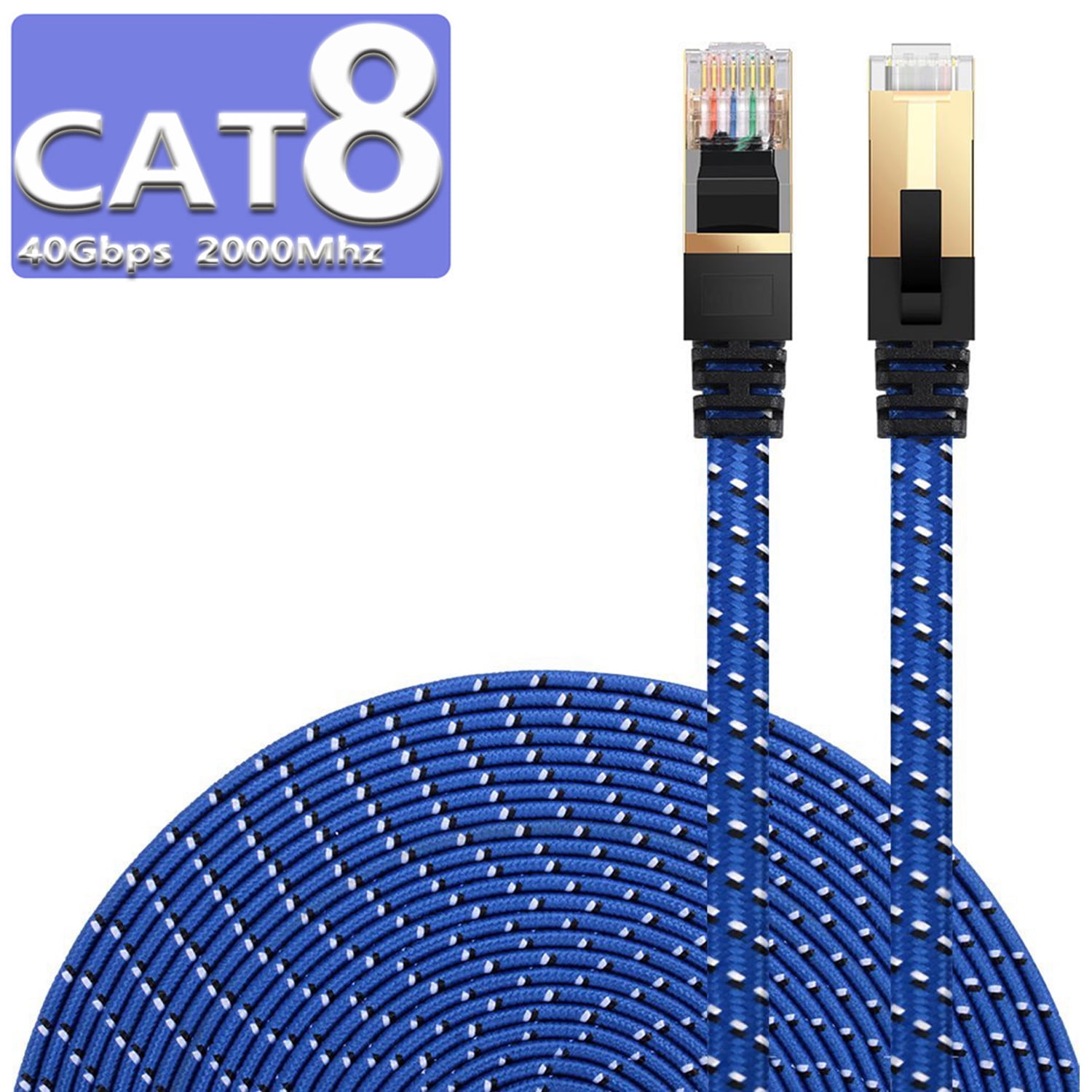 CAT8 Ethernet Cable 1m High Speed Nylon LAN Network Patch Cat8 Cable ...