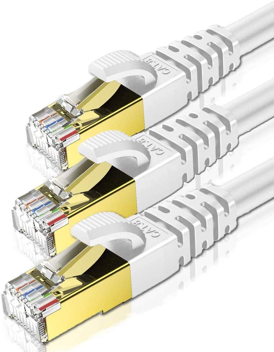 CAT8 Ethernet Cable 2 FT 3PACK, Cat 8 Ethernet Cable 40Gbps with Gold ...