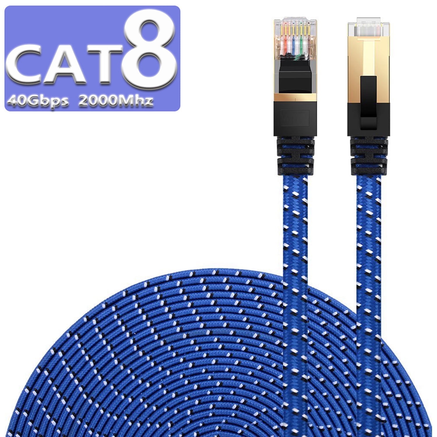 CAT8 Ethernet Cable 3m High Speed Nylon LAN Network Patch Cat8 Cable ...