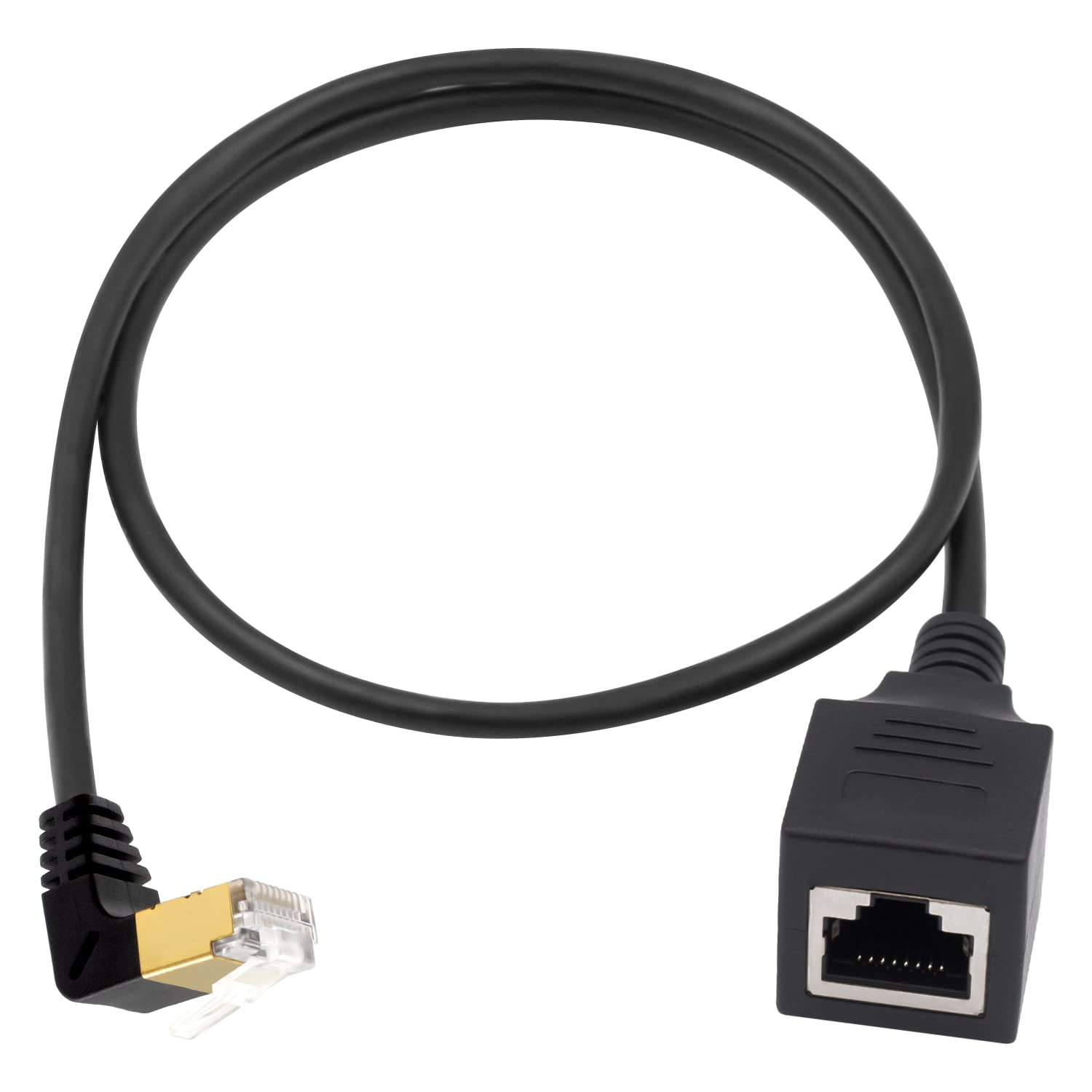 CAT8 Ethernet Extension Cable, Extreme Thin Up Angled RJ45 Male to ...