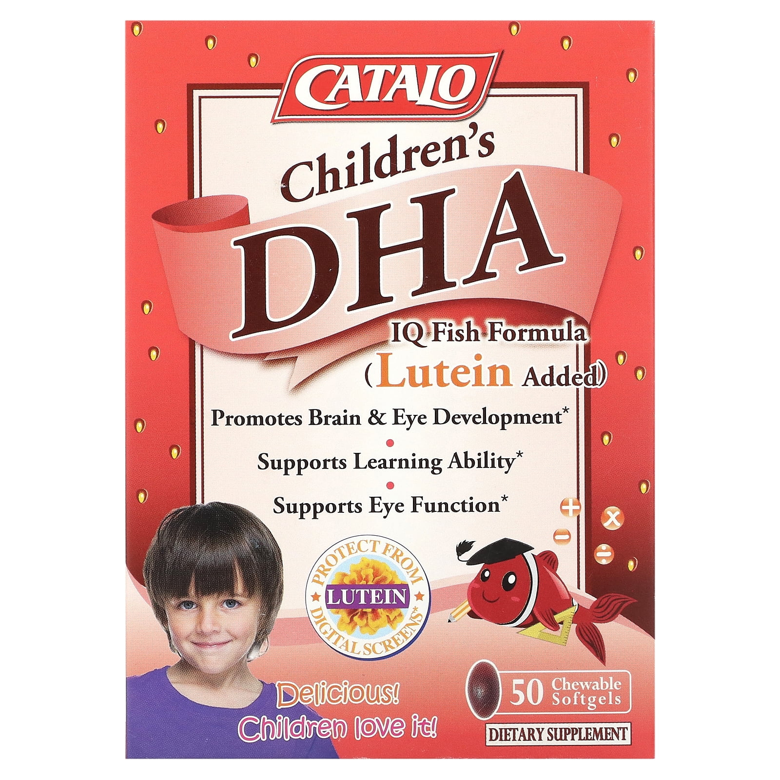 CATALO Children's DHA IQ Fish Formula, Lutein Added, Strawberry, 50 ...