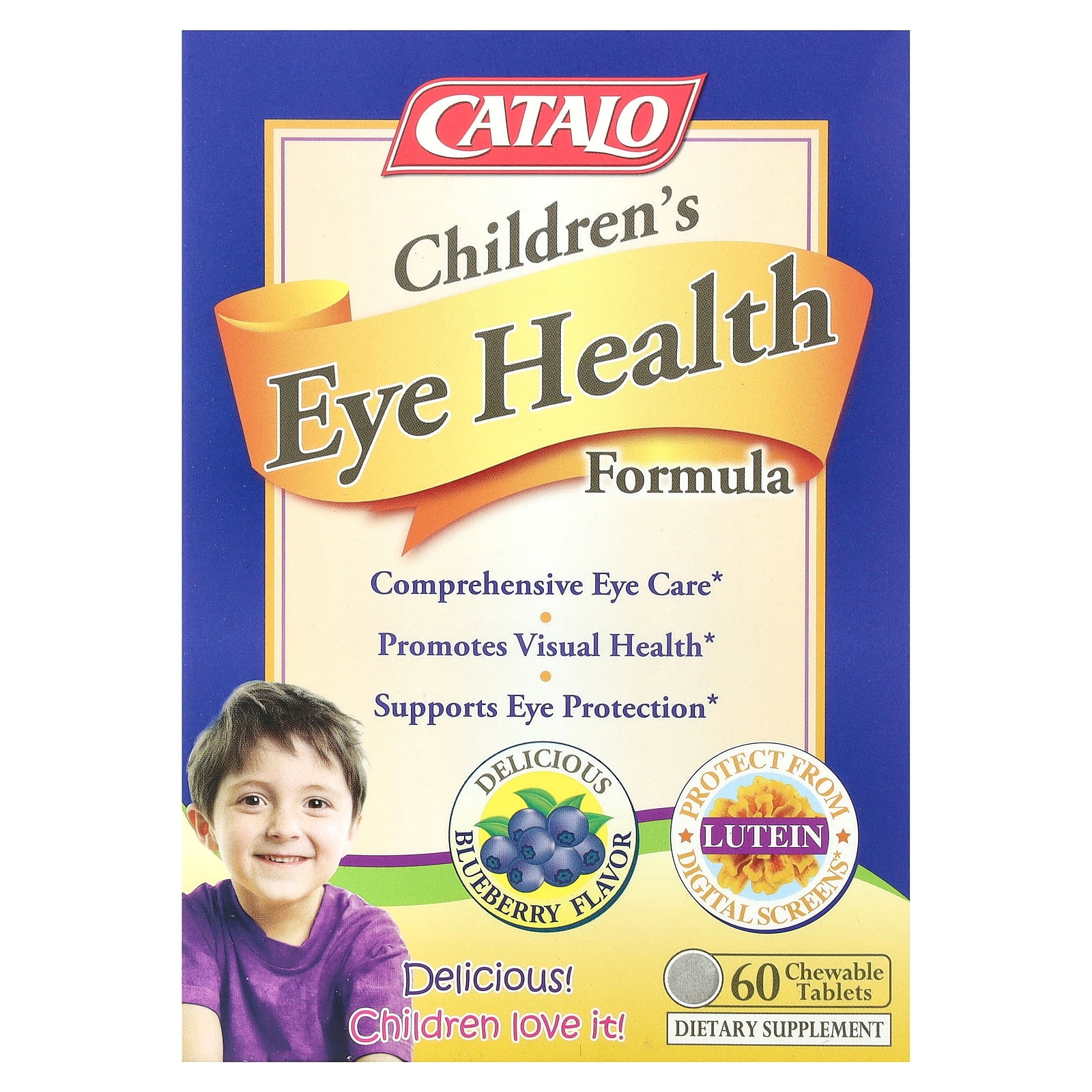 Catalo Naturals Kids Vision Supplement, Lutein, Blueberry Flavor, 60 ...