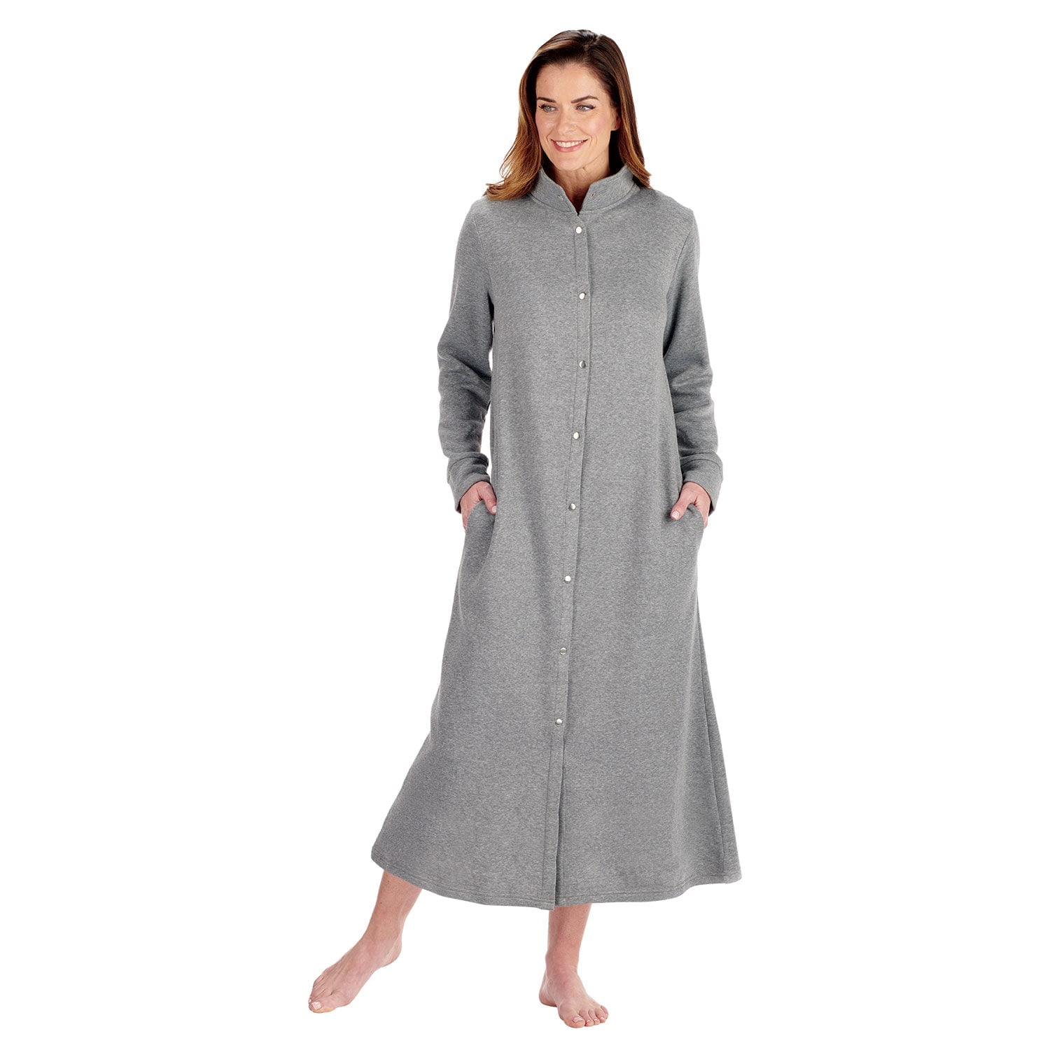 CATALOG CLASSICS Housecoats for Women Snap Front Fleece Nightgown ...