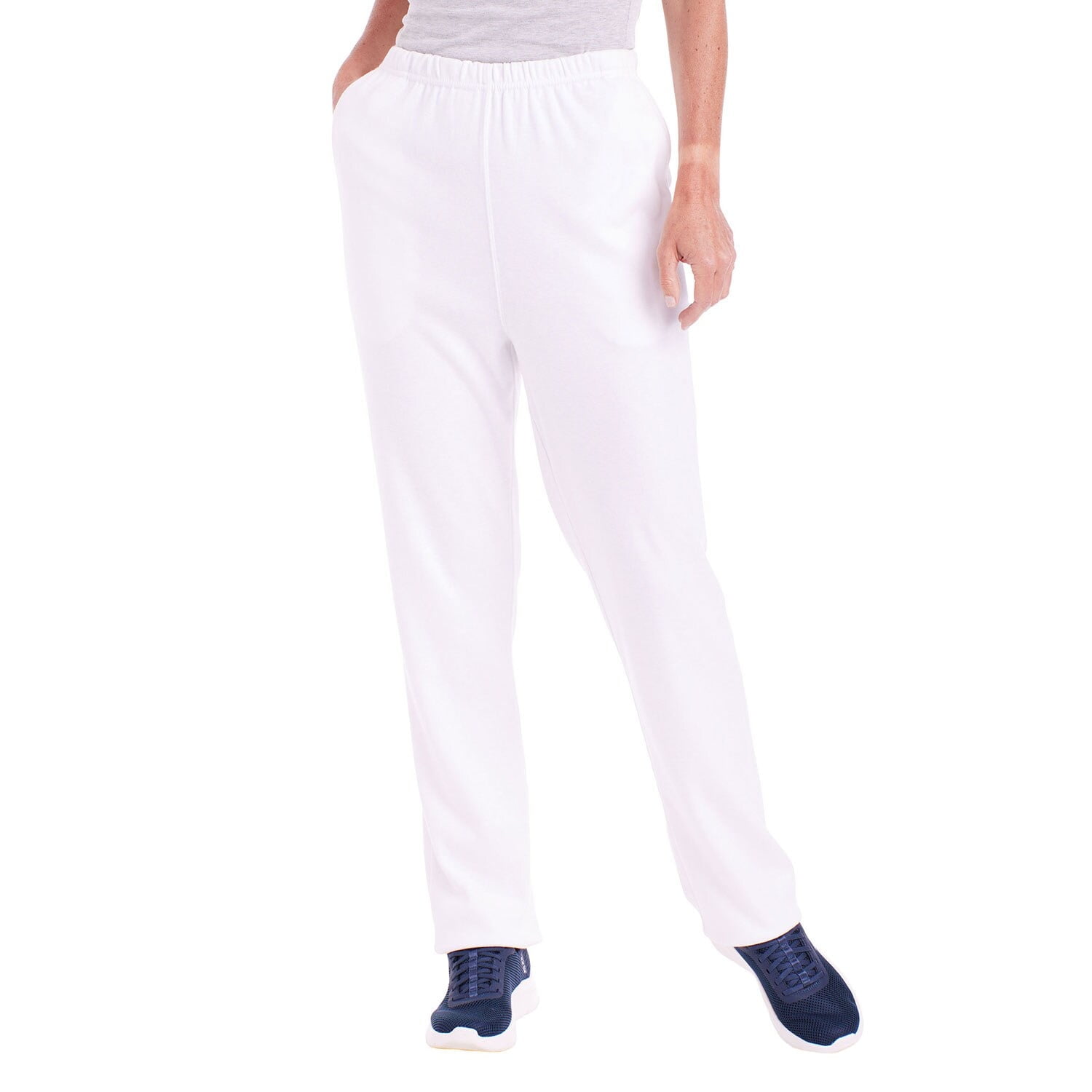 CATALOG CLASSICS Womens Casual Knit Pull on Pants for Women - White, 3X ...