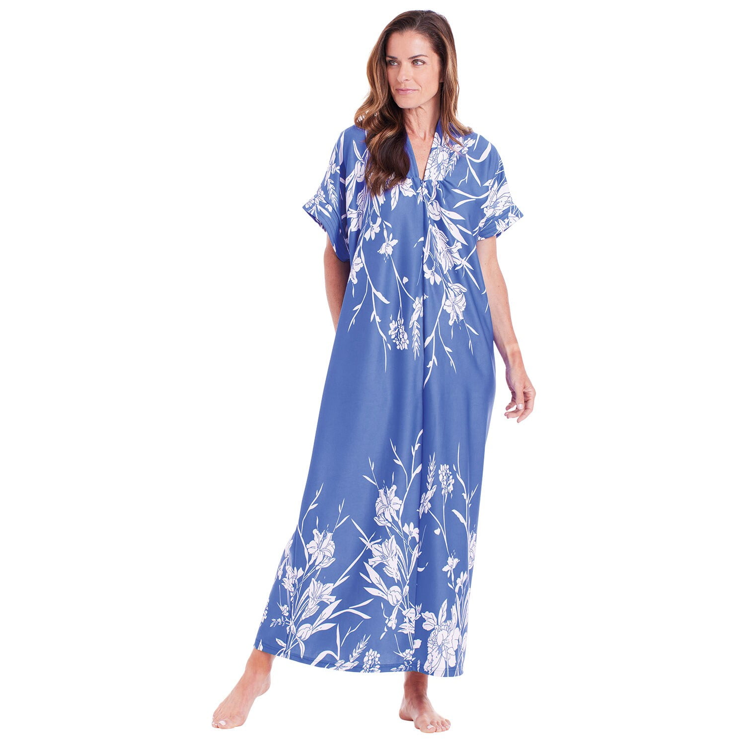 CATALOG CLASSICS Womens Long Nightgown Sleep Dress, Muumuu Lounger with ...